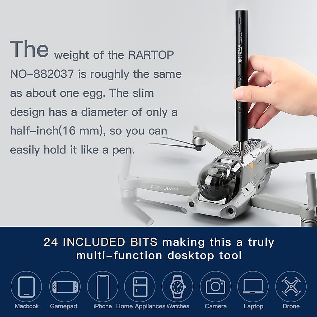 RARTOP Screwdriver Set – Electric Screwdriver, Precision Electric Screwdriver with 24 Magnetic Precision Bits, Ideal for Phones, Laptops, Computers, Glasses, Watches, Electronics and Gifts
