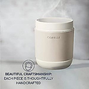 Corelle Stoneware 4-Pc Tumbler Set of 2 with Lids, Handcrafted Artisanal Travel Mug, Solid Glaze Stoneware, 13-1/2-Oz Travel Coffee Mug Set, Oatmeal