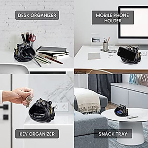 SOMGEM Outdoor Ashtray for Cigarette, Cool Ash Tray Sets for weed, Decorative Fancy Ashtrays of Black Bully Dog Design, Ceramic Desktop Ash Holder for Patio Home Office, Great Gift for Men Women