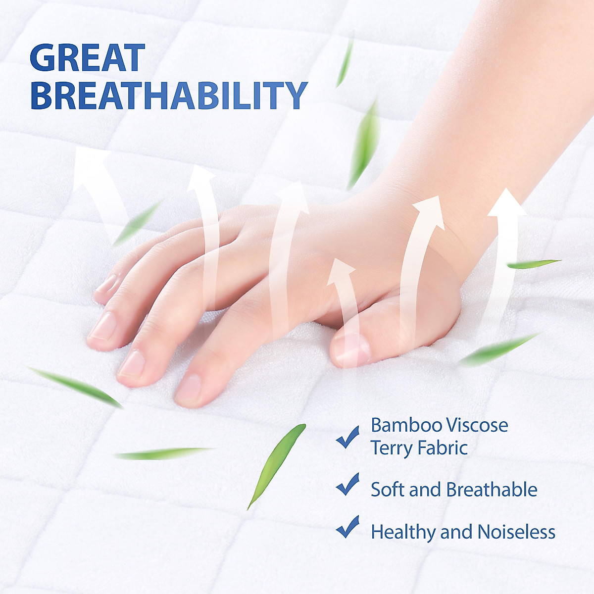 2 Pack Waterproof Crib Mattress Protector, Bamboo Viscose Soft Breathable Quilted Fitted Baby Mattress Cover, Noiseless, Breathable Deep Pocket Toddler Mattress Pad, 28'' x 52''