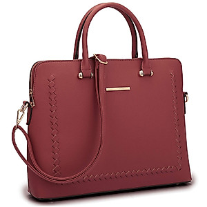 Dasein Women Woven Design Large Handbag Purse Vegan Leather Work Bag Tote Shoulder Bag