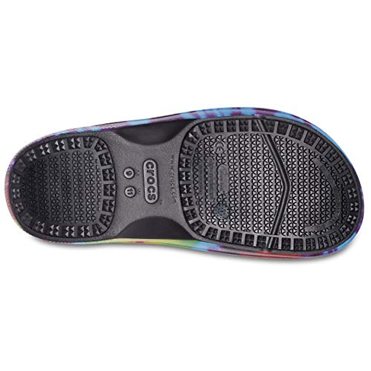 Crocs Men's and Women's On The Clock Clog | Slip Resistant Work Shoes, Tie Dye, 11 Women/9 Men