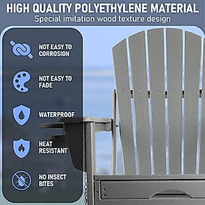 4-in-1 Adirondack Chair with Ottoman,350 LBS Folding Adirondack Chairs,Rocking Adirondack Chair with Cup Holder,Adirondack Chairs Weather Resistant,Plastic Adirondack Chairs for Adults,Fire Pit Chairs