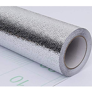 Yija Self-Adhesive Kitchen Aluminum Foil Anti Greasy Countertop DIY Waterproof Shelf Drawer Liner Cabinet Sticker 15.6 Inch by 98 Inch
