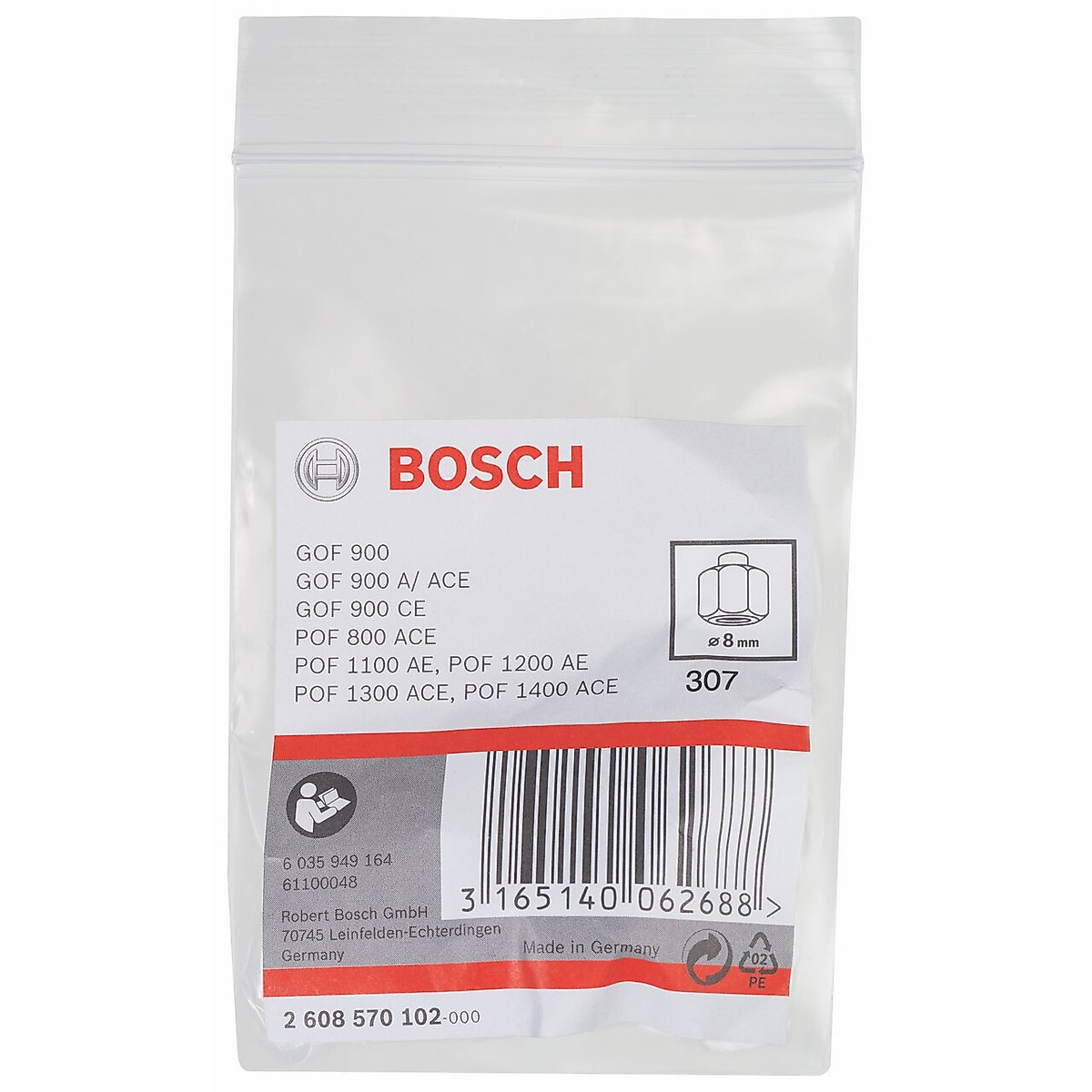 Bosch 2608570102 Collet/Nut Set for Bosch Routers