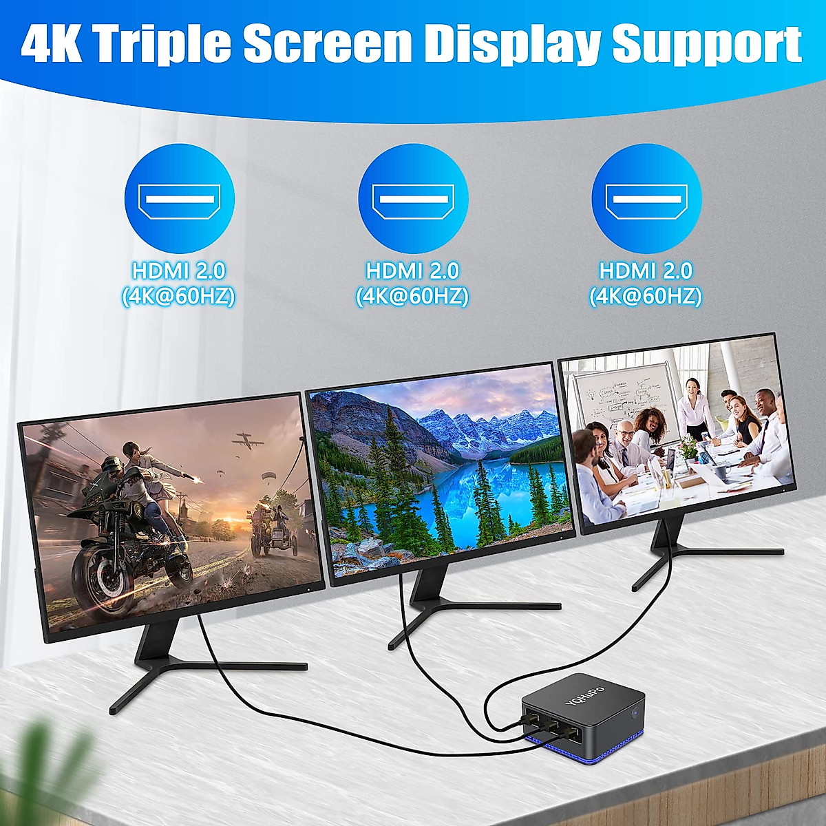 YQHuPo Mini PC Windows 11 Pro, 8GB DDR4 256GB SSD Intel Celeron N5105(Up to 2.9GHz) Mini Desktop Computer, Intel UHD Graphics, Triple HDMI 2.0 Output, 3X USB 3.0, WiFi6, BT5.0, Dual Gigabit Ethernet