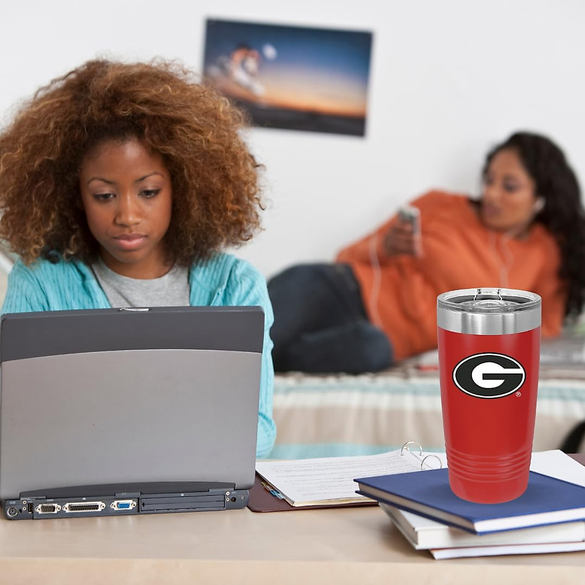 University of Georgia Bulldogs 20oz Stainless Steel Double Walled Red Beverage Bottle with Acrylic Lid - College Gear for Playoff Season – For Office, Home or Auto – Show your Bulldog Pride