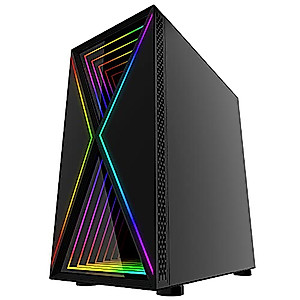 Bgears b-BlackWidow-RGB Black Gaming PC ATX case, Special Ripple effect Front Panel, Tempered Glass side. 2 x USB3.0, 3 x PWM 120mm ARGB Fans, Fan Controller with Remote, Support up to EATX board