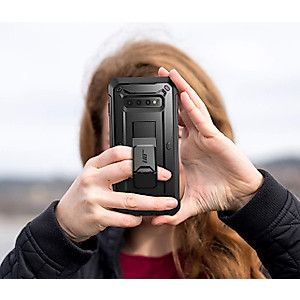 SUPCASE for Samsung Galaxy S10 Plus Case with Satnd (Unicorn Beetle Pro), [Built-in Belt Clip] Heavy Duty Shockproof Protective Phone Case Without Built-in Screen Protector for Galaxy S10 Plus, Black