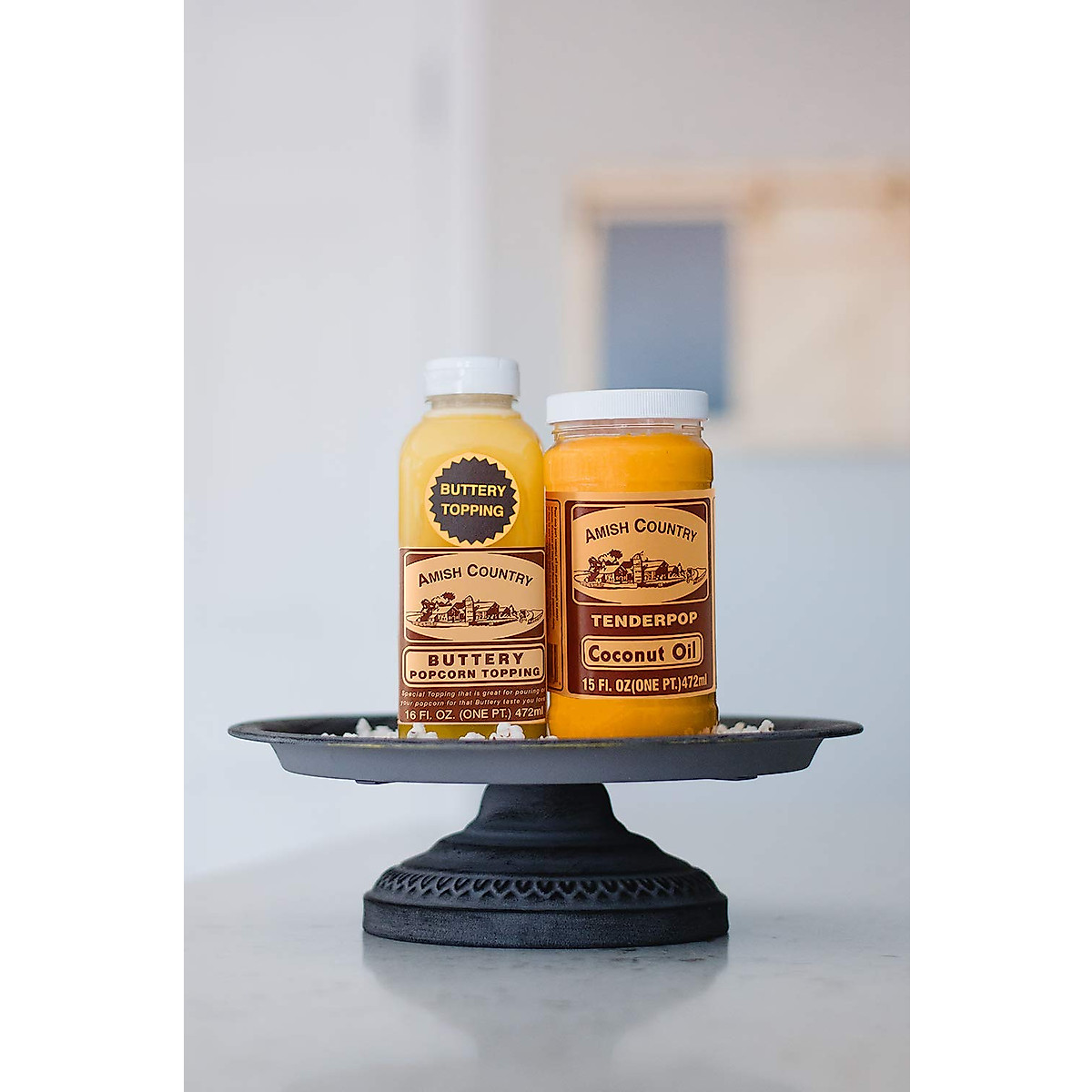 Amish Country Popcorn | Coconut Oil and Buttery Topping Bundle | 15 oz Coconut Oil and 16 oz Buttery Popcorn Topping | Old Fashioned, Non-GMO and Gluten Free