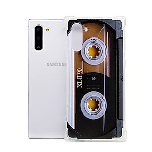 FAteam Case for Galaxy Note 10 with Reinforced Corners TPU Soft Bumper Retro Music Cassette Tape Phone Case Compatible with Samsung Galaxy Note 10