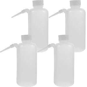 Baluue 4Pcs Wash Bottle, 500ml/16 oz Plastic Bottle Watering Tools, Liquid Storage Container Squeeze Wash Bottle with Narrow Mouth and Lid Chemical Wash Bottle