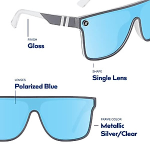 Blenders Eyewear SciFi – Polarized Sunglasses – Single-Lens with a Flat-Top Design – 100% UV Protection – For Men & Women – Dynasty Ice