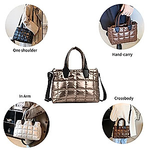 GLOD JORLEE Stylish Puffer Tote Bag for Women-Soft and Waterproof Small Tote Bag for Daily Leisure,Outing,Travel (Black)