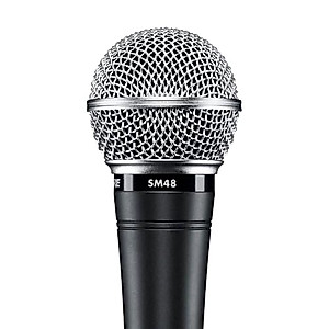 Shure SM48 Cardioid Dynamic Vocal Microphone with Shock-Mounted Cartridge, Steel Mesh Grille and Integral Pop Filter, A25D Mic Clip, Storage Bag, 3-pin XLR Connector, No Cable Included (SM48-LC)
