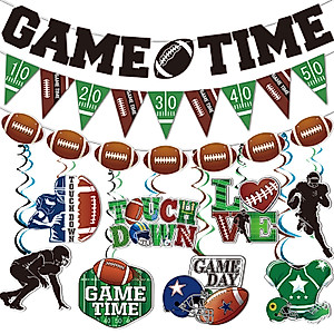 Football Party Decorations 2024 Football Game Time Touch Down Banner Football Banner with Football Party Hanging Decorations Football Party Supplies