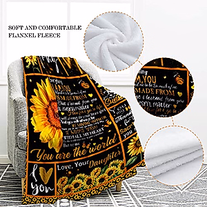 Jekeno Sunflower Throw Blanket Gifts for Mom Daughter Blanket Gift for Mother, Sunflower Love Mama Themed Bed Sofa Decoration Throws Mother’s Day Birthday Present 50"x60"