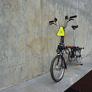 Vincita Reflective Yield Symbol with Hook & Loop Strap - High Visibility for Safety at Night - Safety Reflector for Bike Rack, Stroller, Backpack, Car Rack - Reflective Accessories (Green/Orange)