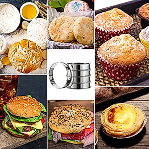 Katisun 4 Inch Muffin Rings Stainless Steel Crumpet Rings Tart Rings Double Rolled Nonstick Round Cake Ring, Pastry Ring Mold for Dessert, Home Baking Tool 5 Pieces Multipurpose Circle Egg Ring