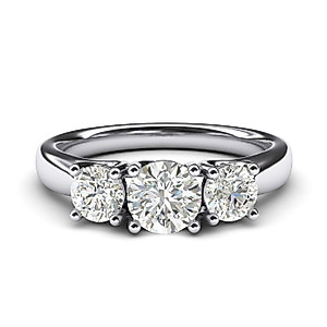 Solid Sterling Silver Three Stone Trellis Genuine Moissanite Ring Promise Engagement ring 2.0ctw for Women (4.5)