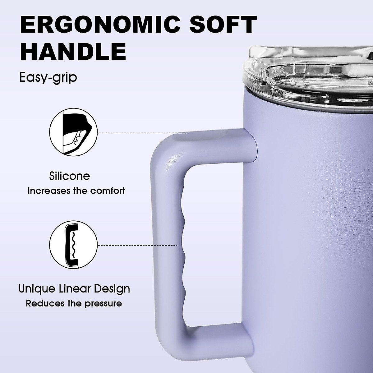 40 oz Tumbler With Handle and 2 Straws 1 Lid, Insulated Tumblers Stainless Steel, Upgraded Leak-Proof Lid For Hot and Cold Insulation Travel Coffee Cup Mug 2024 Upgrade（Green Tint）