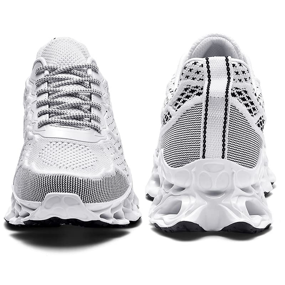 Nuofado Men Sport Trail Running Athletic Blade Sneakers Walking Shoes Tennis Shoes White Size 9.5