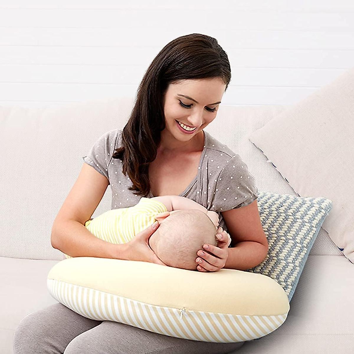 Mamaway Pregnancy Pillow for Sleeping, Nursing Pillow for Pregnancy, Temperature Regulating, Breathable, Bouncy, Adjustable C Shape Baby Feeding Positioner, Pregnancy Must Haves, Breathable Foam