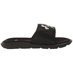 Under Armour Boys' Ignite Pro Slide, (001) Black/Black/White, 2, US