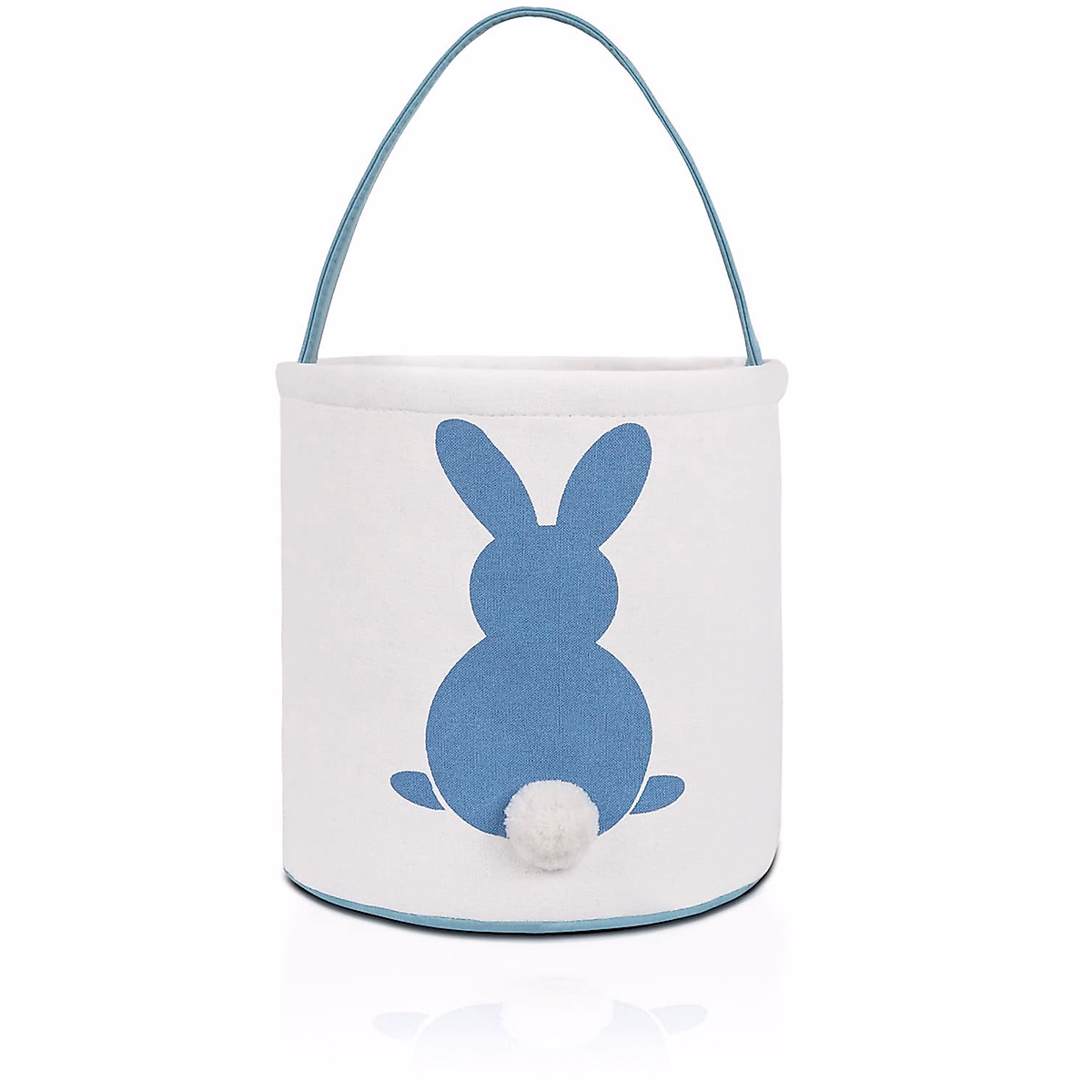 MONOBLANKS Easter Bunny Basket Bags, Rabbit Bucket Tote for Easter Egg Hunts Decorations Candy Gifts Storage (Blue)