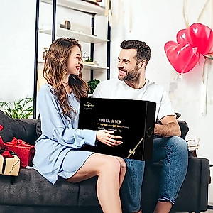 Towel Racks for Bathroom Wall Mounted, New Upgraded 3 in 1 Wall Towel Rack for Rolled Towels, Bathroom Towel Storage with 3 Hooks, Metal Bath Towel Holder for Folded Large Towel Washcloths (Black)