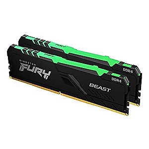 Kingston FURY Beast RGB 32GB (2x16GB) 3200MT/s DDR4 CL16 Desktop Memory Kit of 2 | Infrared Syncing | Intel XMP | AMD Ryzen | Plug n Play | KF432C16BBAK2/32