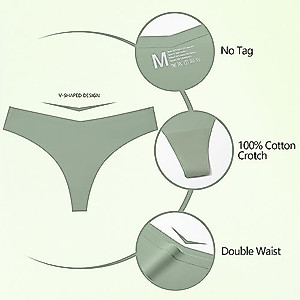 BIONEK 7 Pack Womens Underwear Seamless Thong No Show breathable stretch comfy soft V T-Back