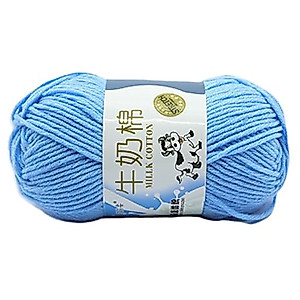 ulafbwur Milk Cotton Washable DIY Colorful Cotton Yarn Skeins Crochet and Knitting Free Crochet Amigurumi Patterns Lake Blue