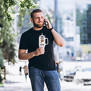 Basset Hound Dog Mom 40 oz Insulated Tumbler with Handle and Straw - Coffee Mug for Women, Dog Lover Gifts