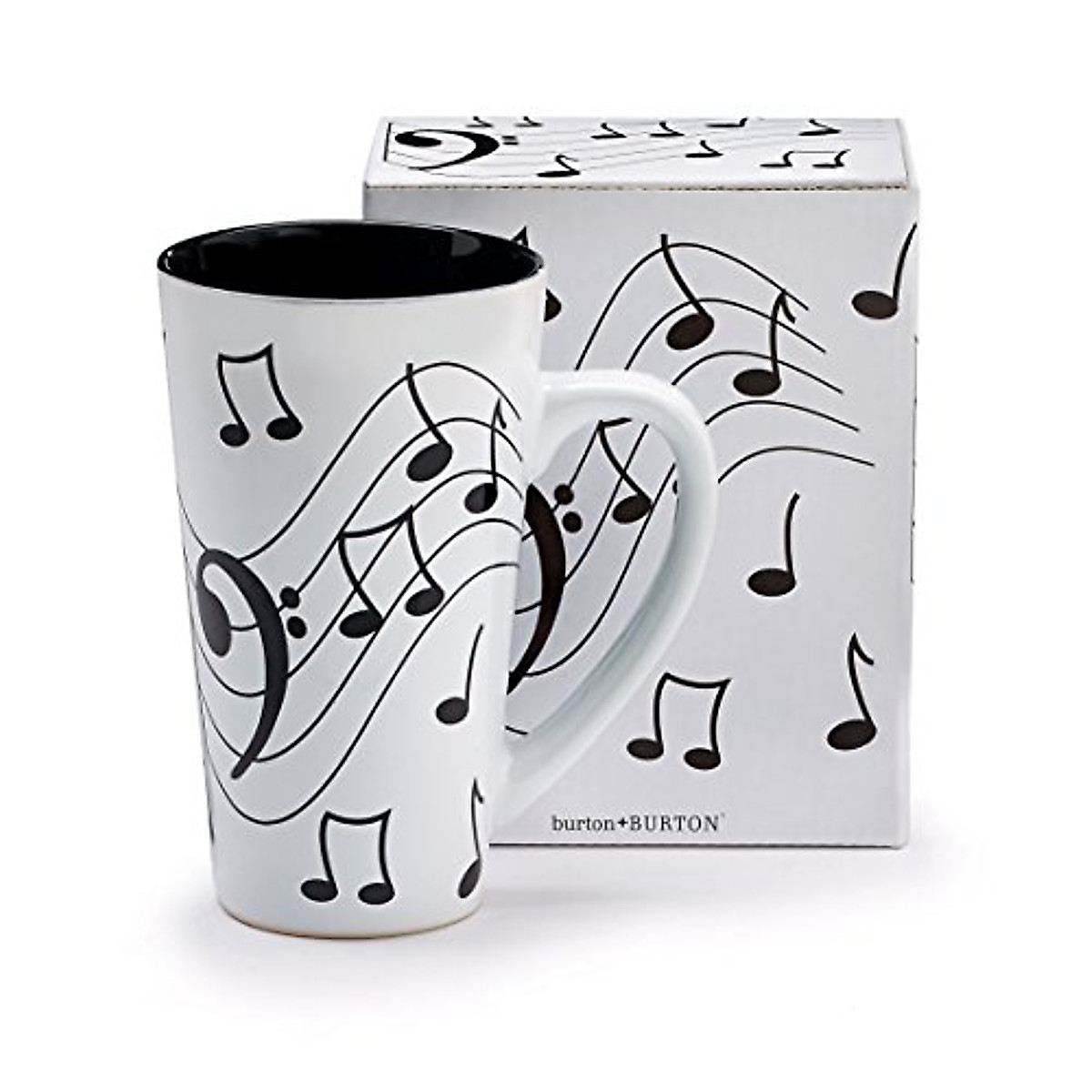 Burton & Burton Musical Note Jazz Ceramic Coffee/Tea Travel Mug Bass Clef, 16 oz
