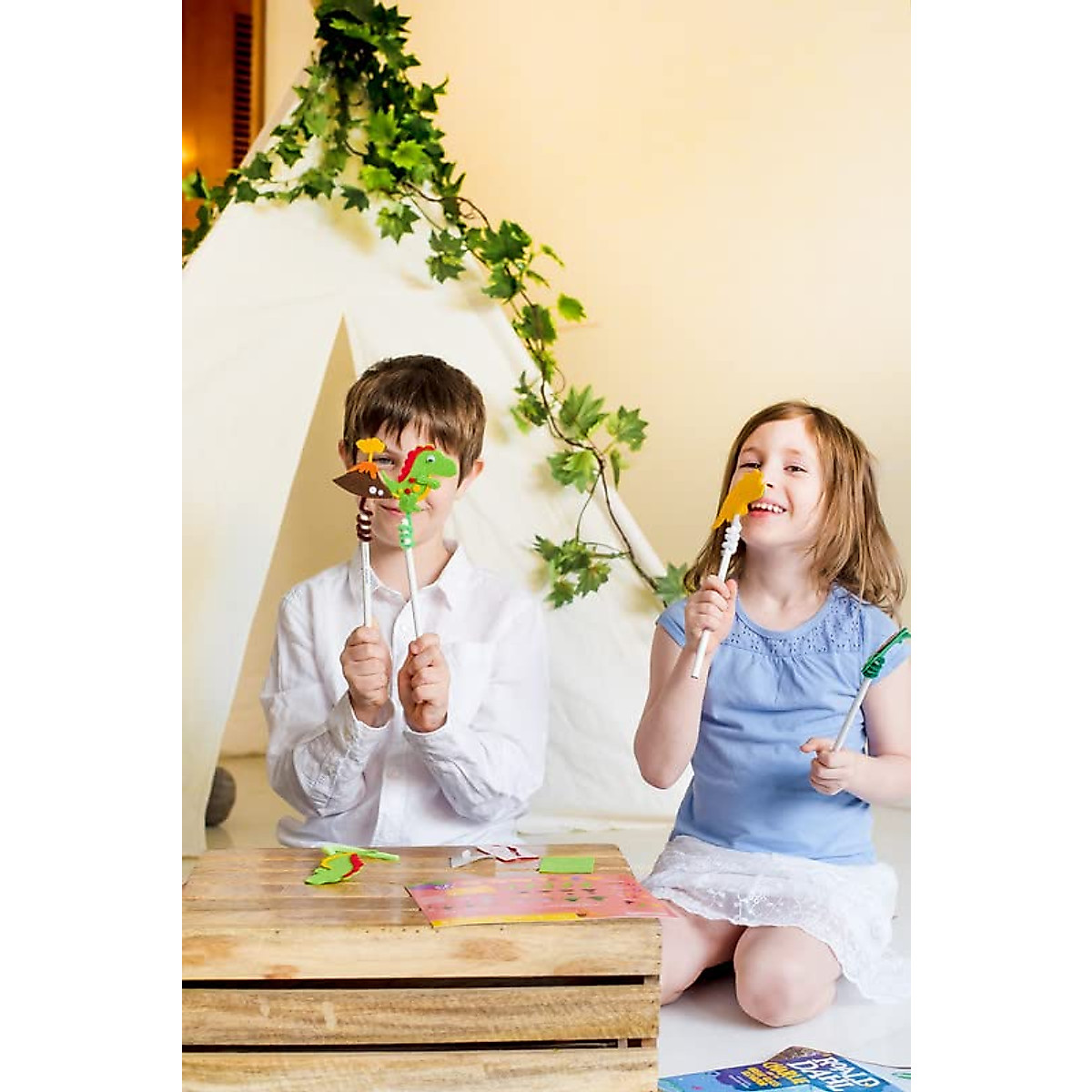 jackinthebox Dinosaur Themed Craft Kit and Educational Toy for Boys and Girls | 6 Activities-in-1 Kit | Great Gift for Kids Aged 5 to 8 Years Old | Learning Stem Toys (Dinosaur 6-in-1)