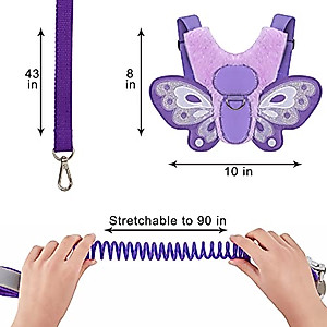 Toddler Kids Leash Plush Butterfly Harness Wrist Leashes Child Safety Walking Toddlers Wrist for Kid Girls Boys (Purple)
