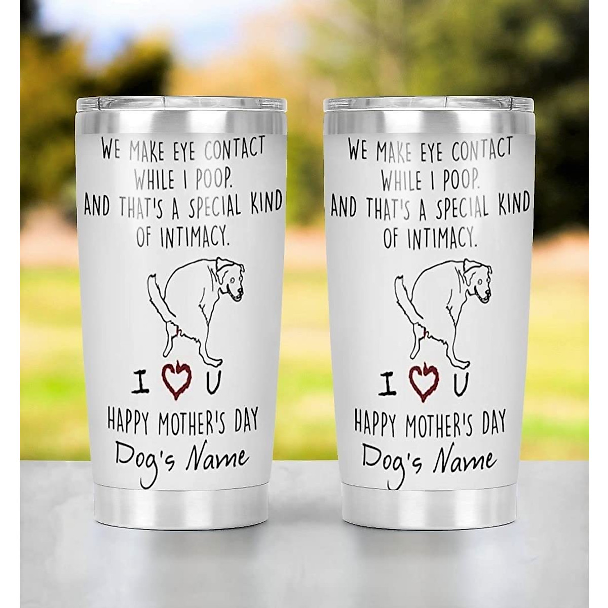 Lafine Personalized We Make Eye Contact While I Poop And That's A Special Kind Of Intimacy Mug, Funny Custom Name Color Changing Happy Mothers Day Father's Gifts For Dog Mom, Dad, Lover, multi