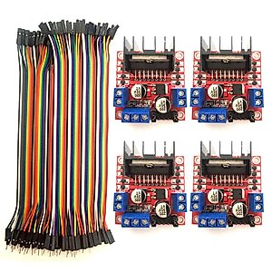 4pcs L298N Controller Board Module Dual H-Bridge 3pcs Dupont Connector Cables for Arduino Smart Car Power UNO MEGA R3 Mega2560 Motor Driver Stepper DC Motor