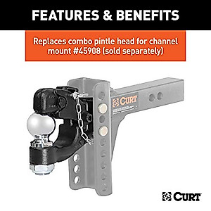 CURT 45922 Channel Mount Pintle Attachment with 2-5/16-Inch Ball, 20,000 lbs, Shank Required , Black