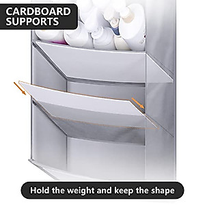MISSLO Narrow Over the Door Organizer with Deep Pocket - 2 Pack Behind the Door Storage Organizer Rack for Baby Diaper, Shoe, Closet, Bathroom, Bedroom, Pantry, Nursery, Gray