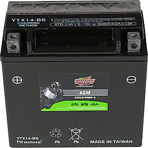 Interstate Batteries YTX14-BS 12V 12Ah Powersports Battery 200CCA AGM Rechargeable Replacement for Motorcycles, ATVs, UTVs, Scooters, Snowmobiles (CITX14-BS)