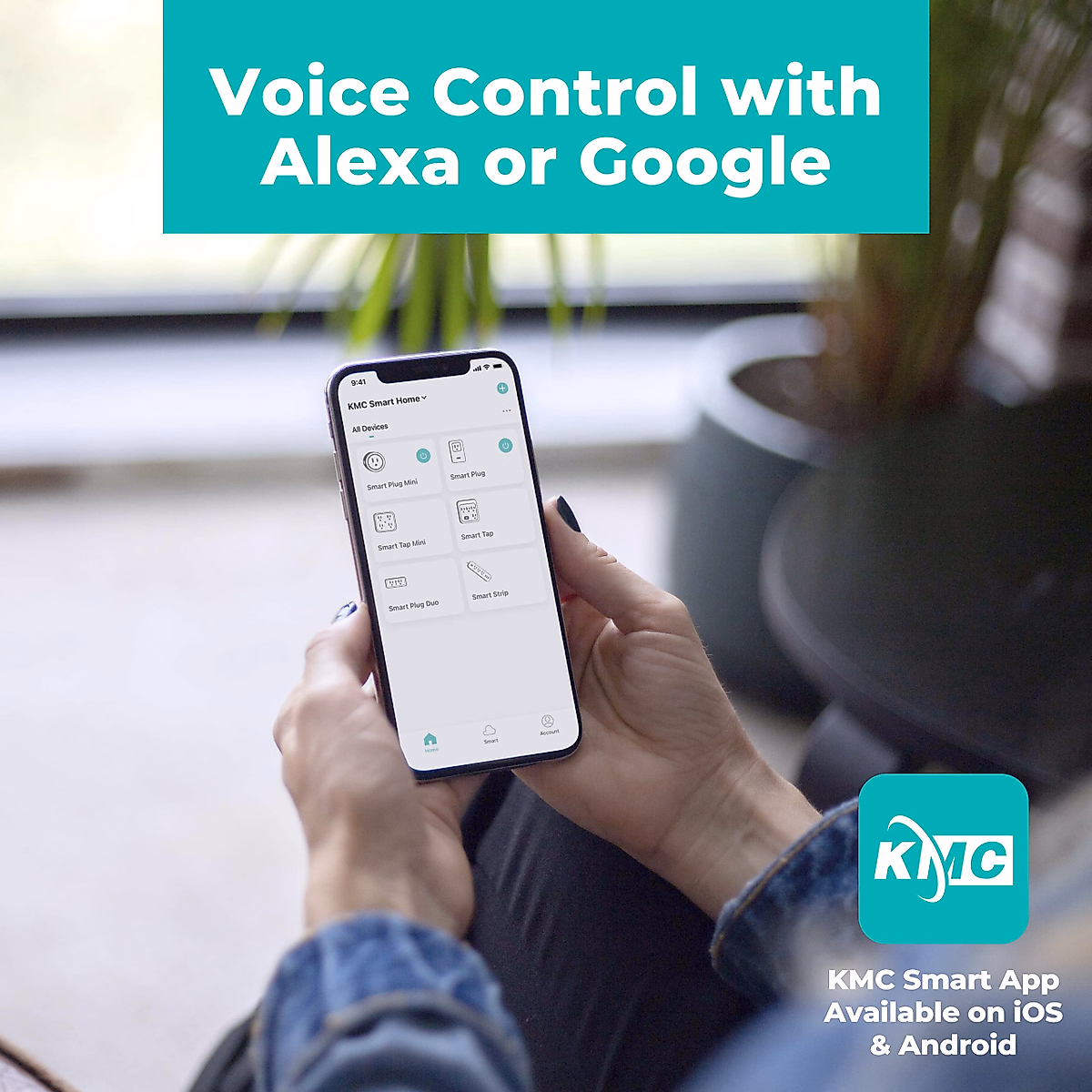 KMC Smart Plug 4-Pack, Side 3-Outlet Extender, Compatible with Google & Alexa, No Hub Required, WiFi Plugs