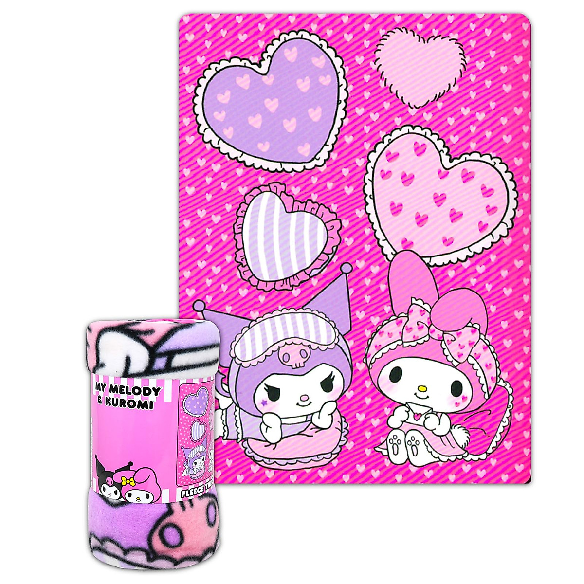 Hello Kitty Fleece Blanket Sleepover Set for Girls - Bundle with 45x60 Inch My Melody Throw Blanket, Hello Kitty and Friends Bag, Stickers and More | Hello Kitty Overnight Pack