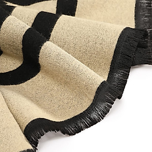 EASTBUDDY Cashmere Feel Scarfs for Women,Pashmina Shawl Wraps with Tassel, Winter Warm Large Blanket Scarf for Travel (Black + Khaki)