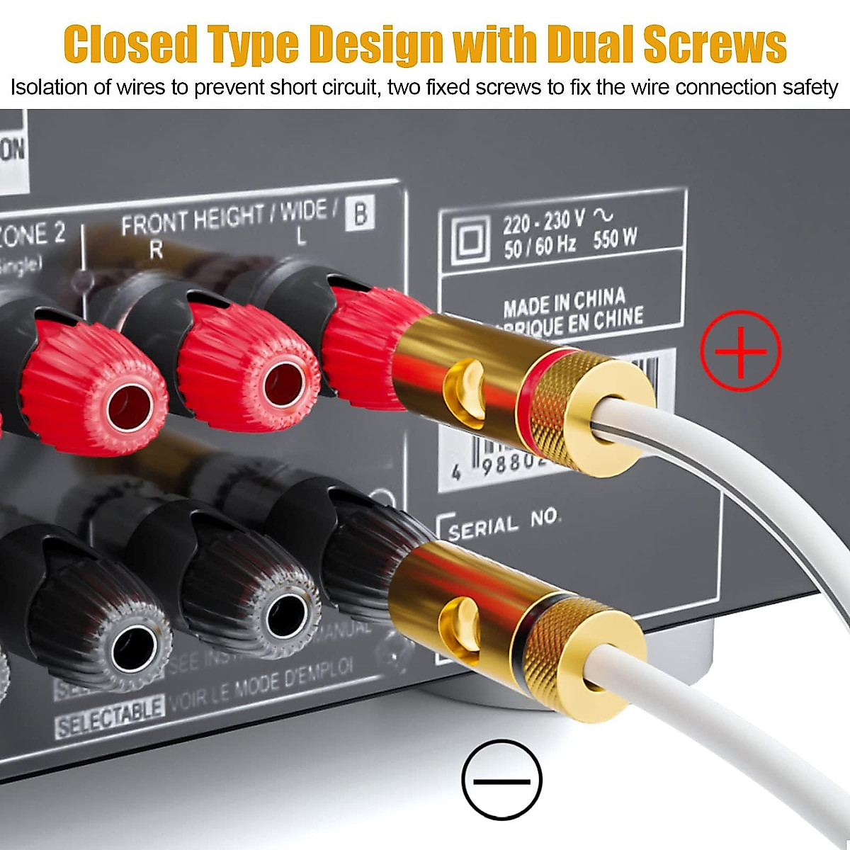 SUNJOYCO 12 Pairs 24K Gold Plated Speaker Banana Plugs for Speaker Wire, Home Theater, Wall Plates