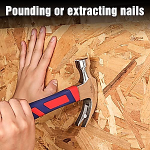 WORKPRO 2 Piece Claw Hammer Set, 8 oz Mini Stubby Claw Hammer&16 oz Fiberglass General Purpose Claw Hammer, Soft Nonslip Handle & Heat Treated Head