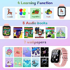 Smart Watch for Kids Gift for Girls Toys Age 6-8 Kids Game Smart Watches for Girls Boys 8-10 with 24 Games Video Camera Music Alarm Educational Birthday Gifts Ages 6 7 8 9 10 11 12 Years Old (Pink)