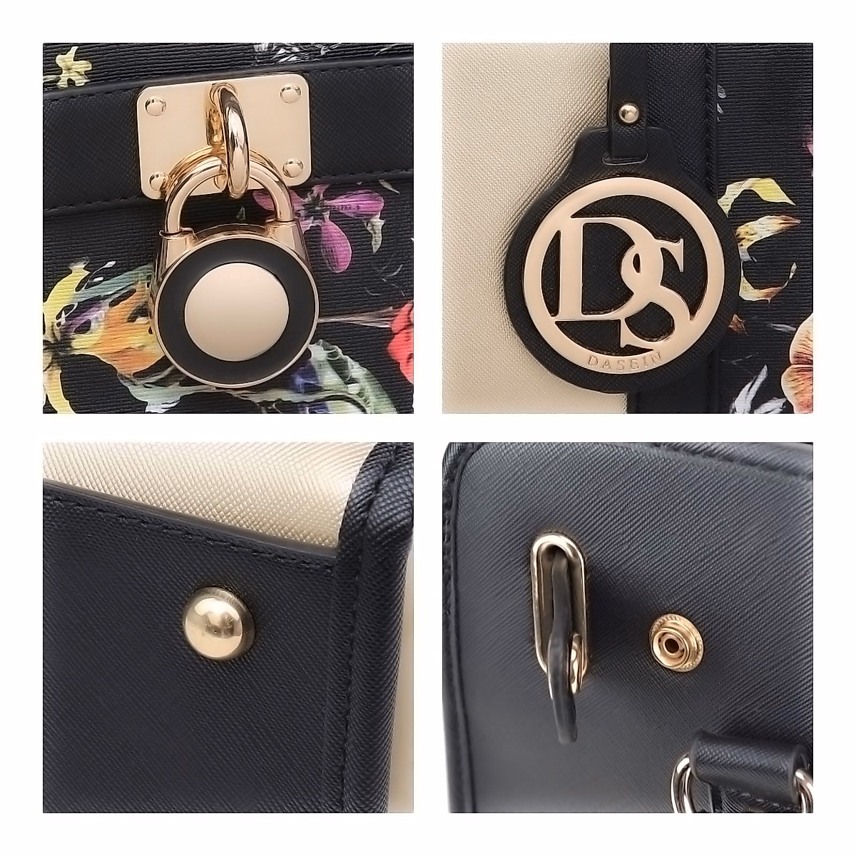 Dasein Two Tone Satchel Handbags Purses for Women Vegan Leather Shoulder Bags Large Tote Bag with Matching Wallet