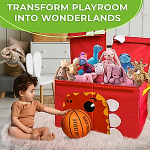 QUOKKA Toy Chest Storage Boxes for Boys and Girls Large Unicorn & Large Dino - Fabric Foldable Bin for Playroom